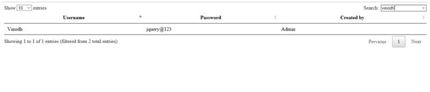 Using JQuery DataTable Using JQuery DataTable