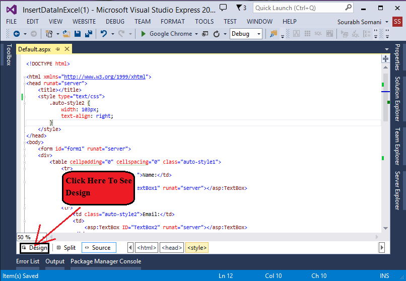 Insert Data Into Excel Using ASP.Net