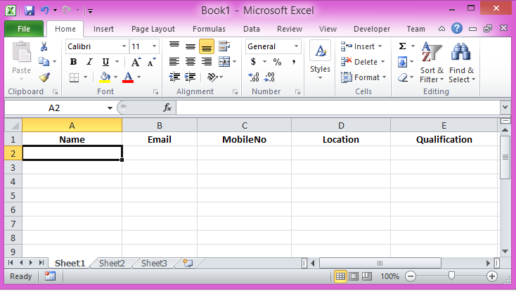 Insert Data Into Excel Using ASP.Net