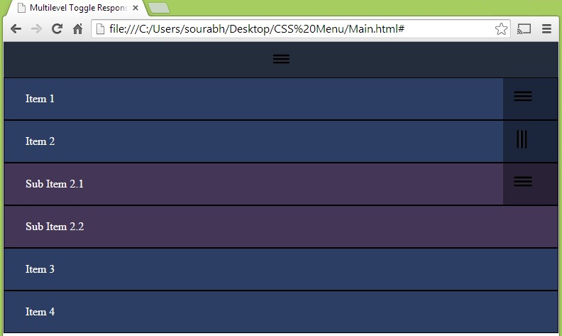 Multilevel Toggle Responsive Navigation Menu