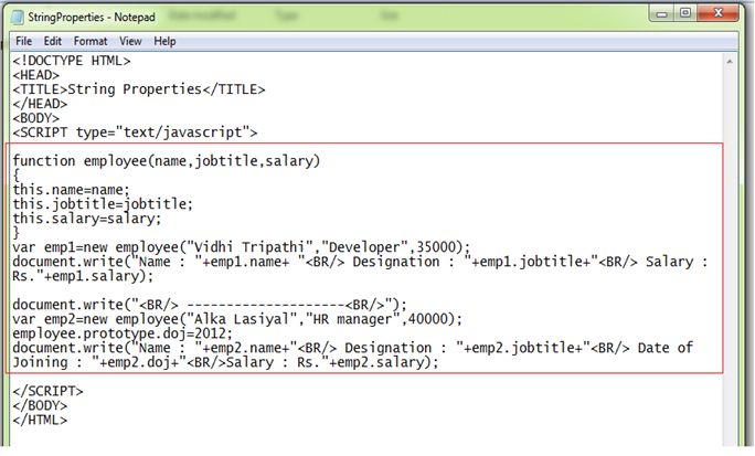 Exercice 1 of JavaScript Objects With String