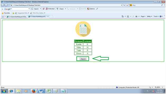 Store HTML Table Data To Excel Spreadsheet Using VBScript