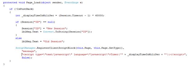 Session Time Out Warning Message Using jQuery in ASP.Net