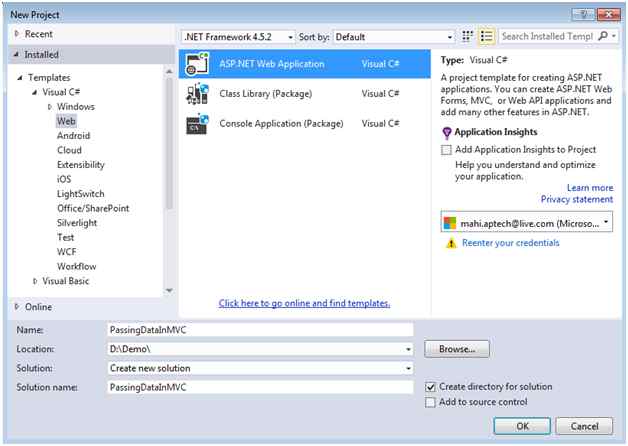 Passing Data In ASP.NET MVC Application