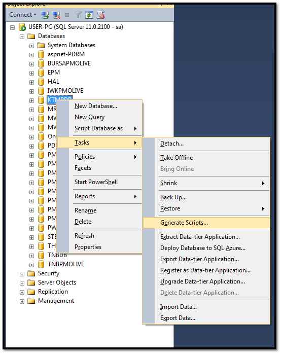 How To Generate A Script In SQL Server 2012