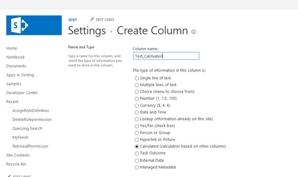 SharePoint 2013: Calculated Column