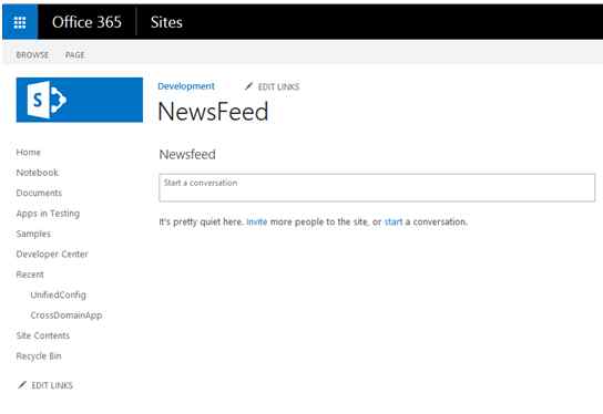 Add Newsfeed Web Part In SharePoint Site Page