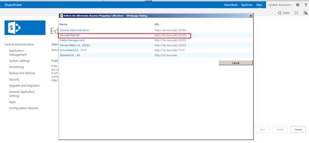 Configure Alternate Access Mappings in SharePoint 2013