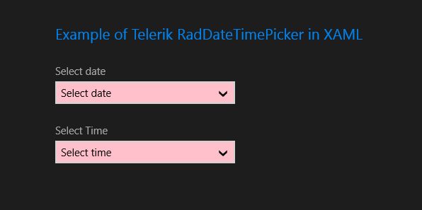 Telerik Rad DateTime Picker in Windows Store Apps Using C#