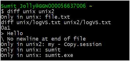 unix diff two files