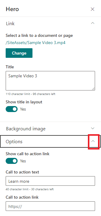 Video Embed Using Hero WebPart In SharePoint Online Modern Page