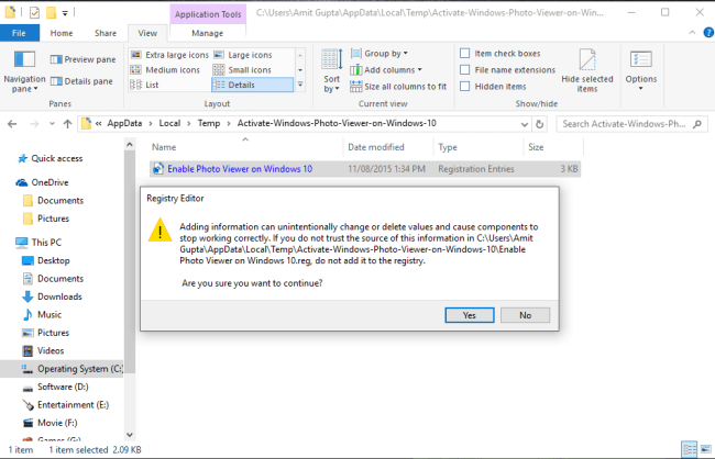 Enable Windows Photo Viewer On Windows 10
