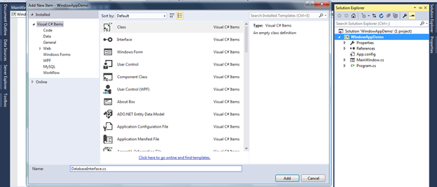 Binding Data with Combo Box in Window Form Application