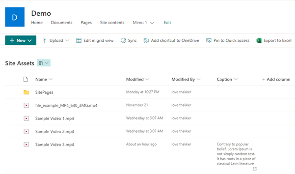 Video Embed Using Highlighted Content WebPart In SharePoint Online