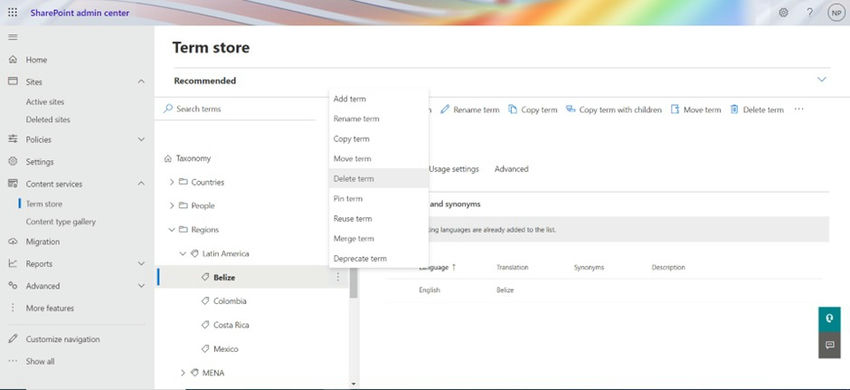 Delete Term Sets, Terms, and Term Groups in SharePoint
