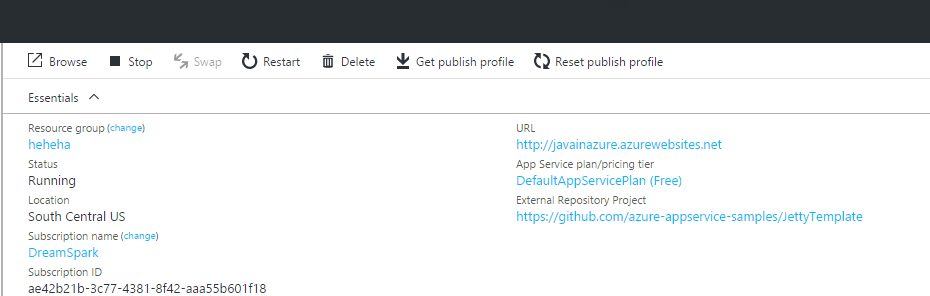 Creating JAVA Web App in Azure