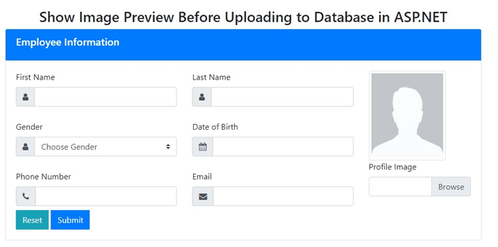 Show Image Preview Before Uploading To Database Using jQuery In ASP.NET