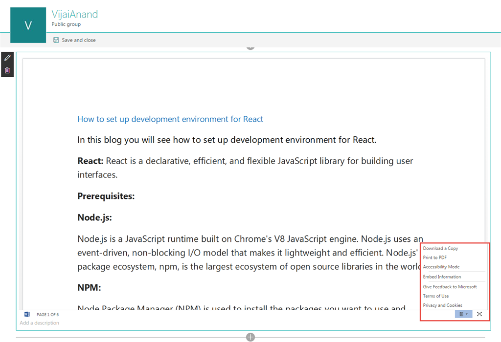 SharePoint Online Modern UI - Document Webpart
