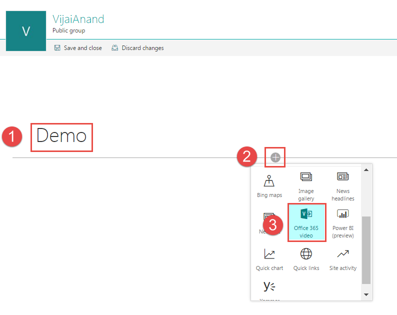 SharePoint Online Modern UI - Office 365 Video WebPart