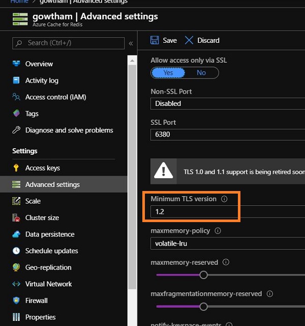 TLS 1.2 Upgrade in Azure Redis Cache Server TLS 1.2 Upgrade in Azure Redis Cache Server