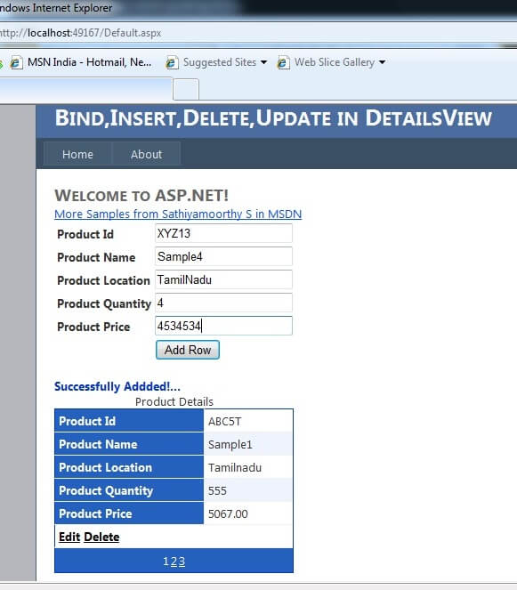 Insert, Update And Delete Rows In ASP.NET DetailsView Control Insert, Update And Delete Rows In ASP.NET DetailsView Control
