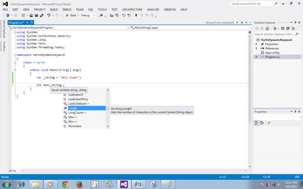 Difference between Var and Dynamic Keywords