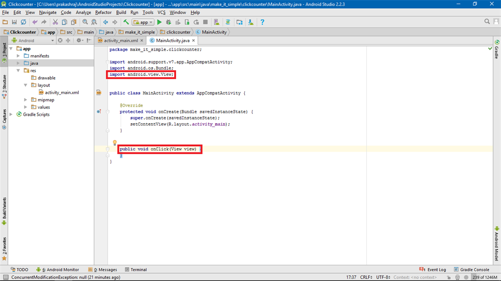 Create Simple Click Counter Android Application