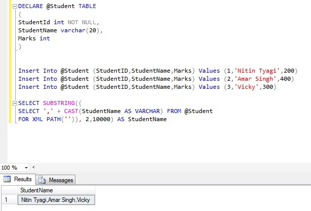 Return Comma Separated Value From A Table