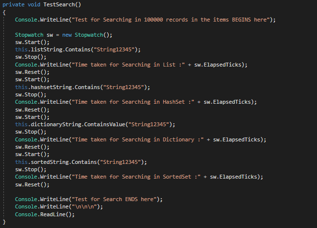 Bench-marking List vs Dictionary vs HashSet vs SortedSet