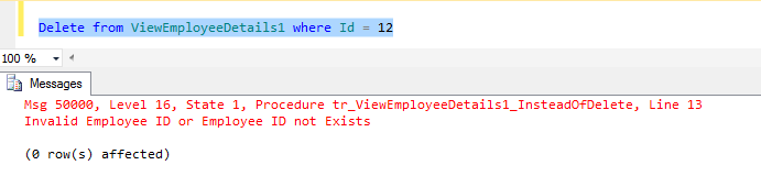 INSTEAD OF DELETE Triggers And View