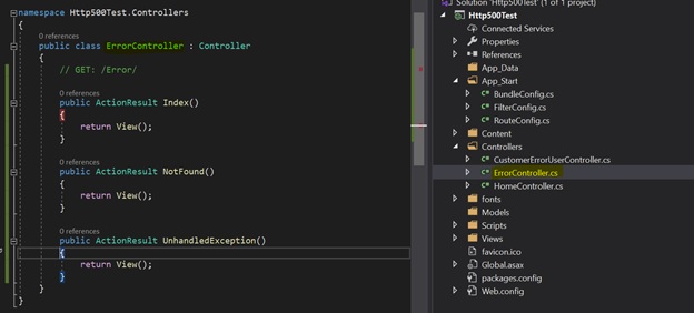 Customer Error page In MVC 5.0