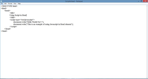 Incorporating JavaScript in HEAD element