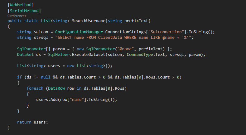 How to Implement AutoComplete in C# with AjaxControlToolkit