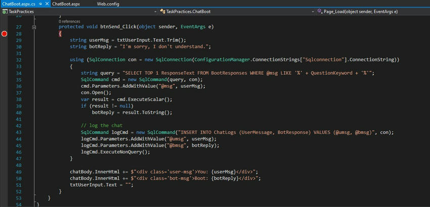 Building an E-Commerce Chatbot in ASP.NET Using SQL Server