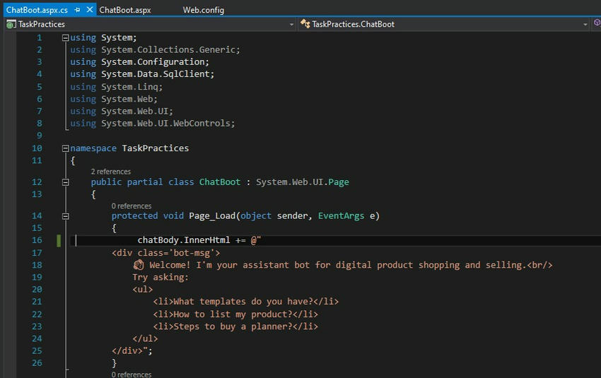 Building an E-Commerce Chatbot in ASP.NET Using SQL Server