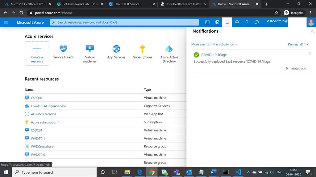 COVID-19 Triage BoT Development and Deployment