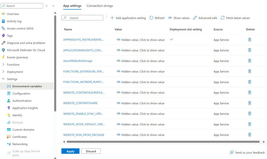 Update App Settings in Azure Function App using Power Shell Script