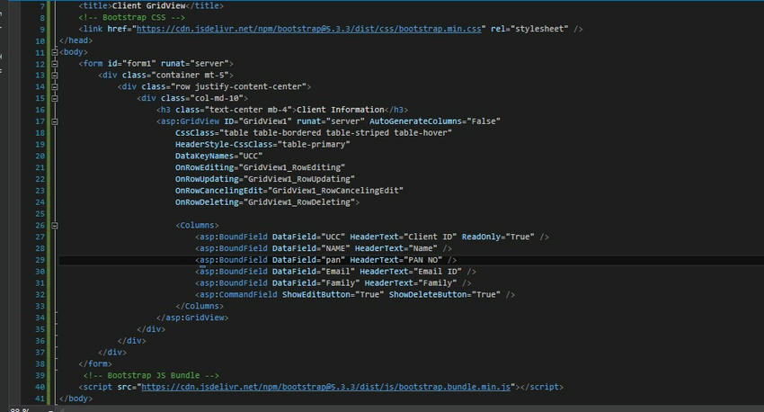 GridView CRUD Operations using Oracle DB in ASP.NET WebForms (C#) GridView CRUD Operations using Oracle DB in ASP.NET WebForms (C#)