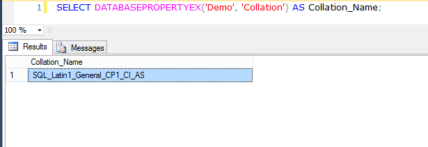 Get Database Collation Using T Sql