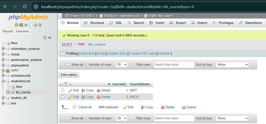 Basic CRUD in Visual Studio Windows form with Xampp phpmyadmin DB