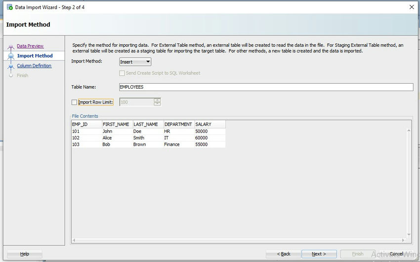 Import Excel Data into Oracle