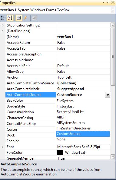 Autocomplete TextBox in Windows Form Application Autocomplete TextBox in Windows Form Application