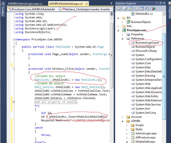 Use Class Library as BLL, BO and DAL Layers