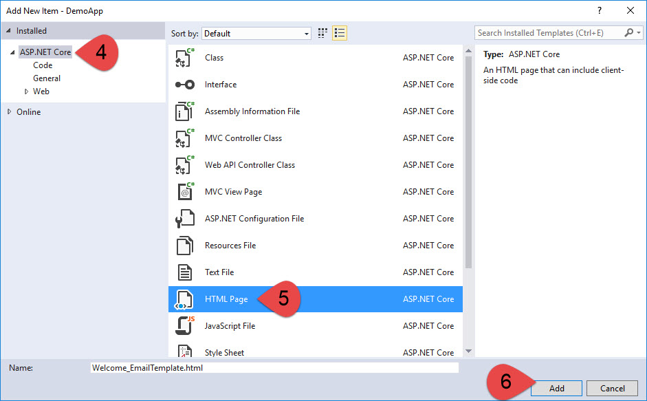 Send Email Using Templates In ASP.NET Core