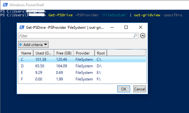 Powershell Cmdlet Out Gridview Displaying Information In A Datagrid