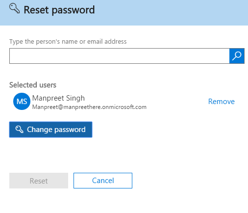 Reset Password of Users at the SharePoint Admin Center On Office 365