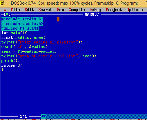 Finding Area Of Circle In C Programming