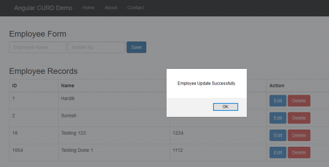 Angular CRUD Operation Using MVC Angular CRUD Operation Using MVC