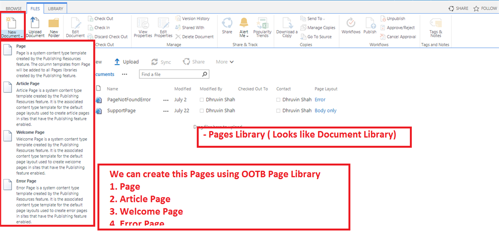 Difference Between Pages And Site Pages Libraries