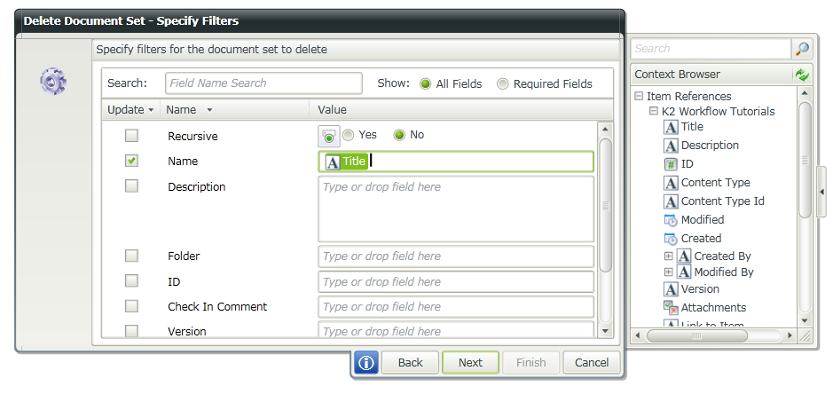 Delete Document Set using K2 WorkFlow in SharePoint 2013 Online